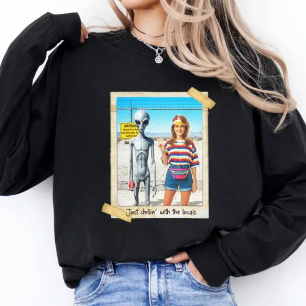 Personalized 1990s Area 51 Alien Long Sleeve Tee Funny